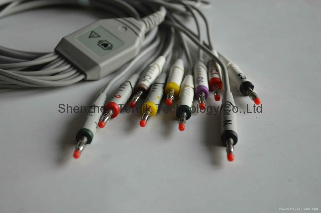 Fukuda EKG trunk and leadwires with banana,3.5m,TPU Material